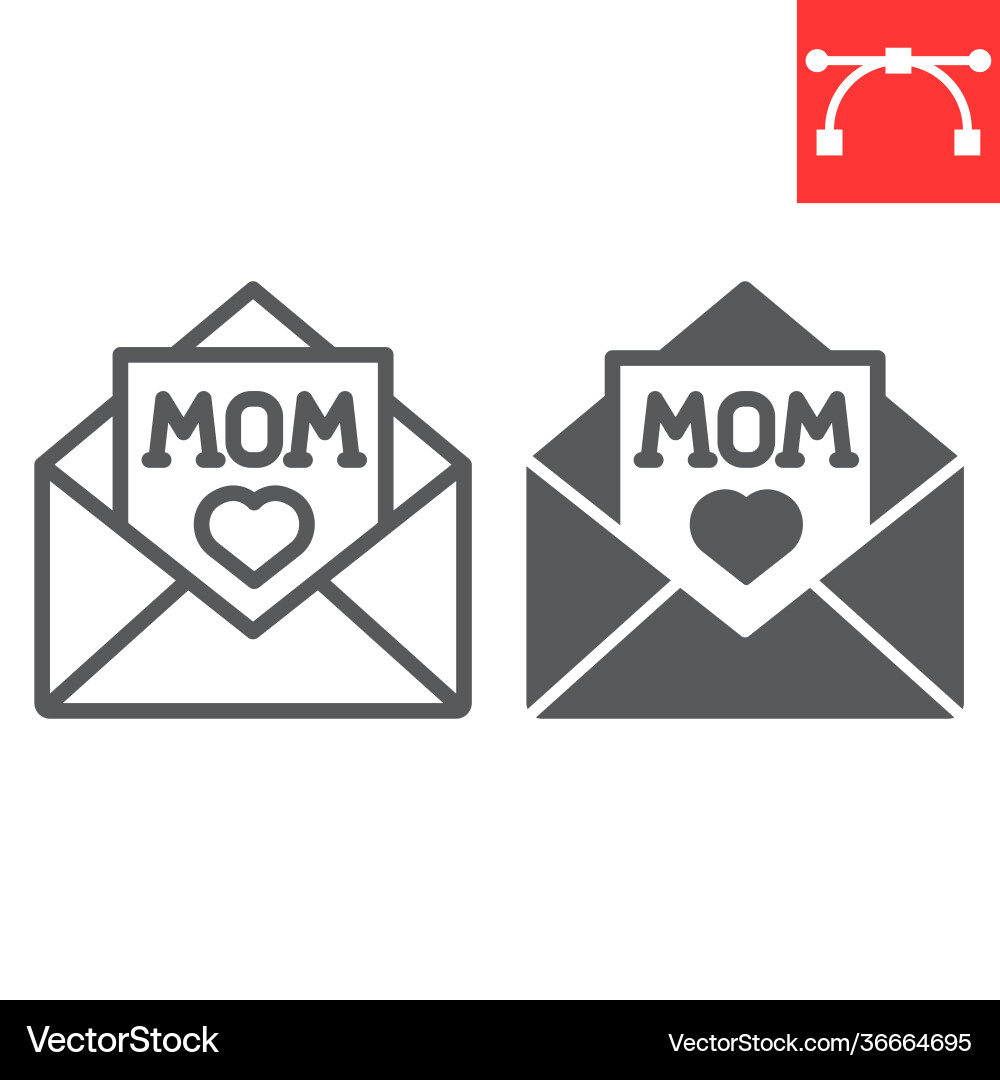 Letter for mom line and glyph icon envelope Vector Image