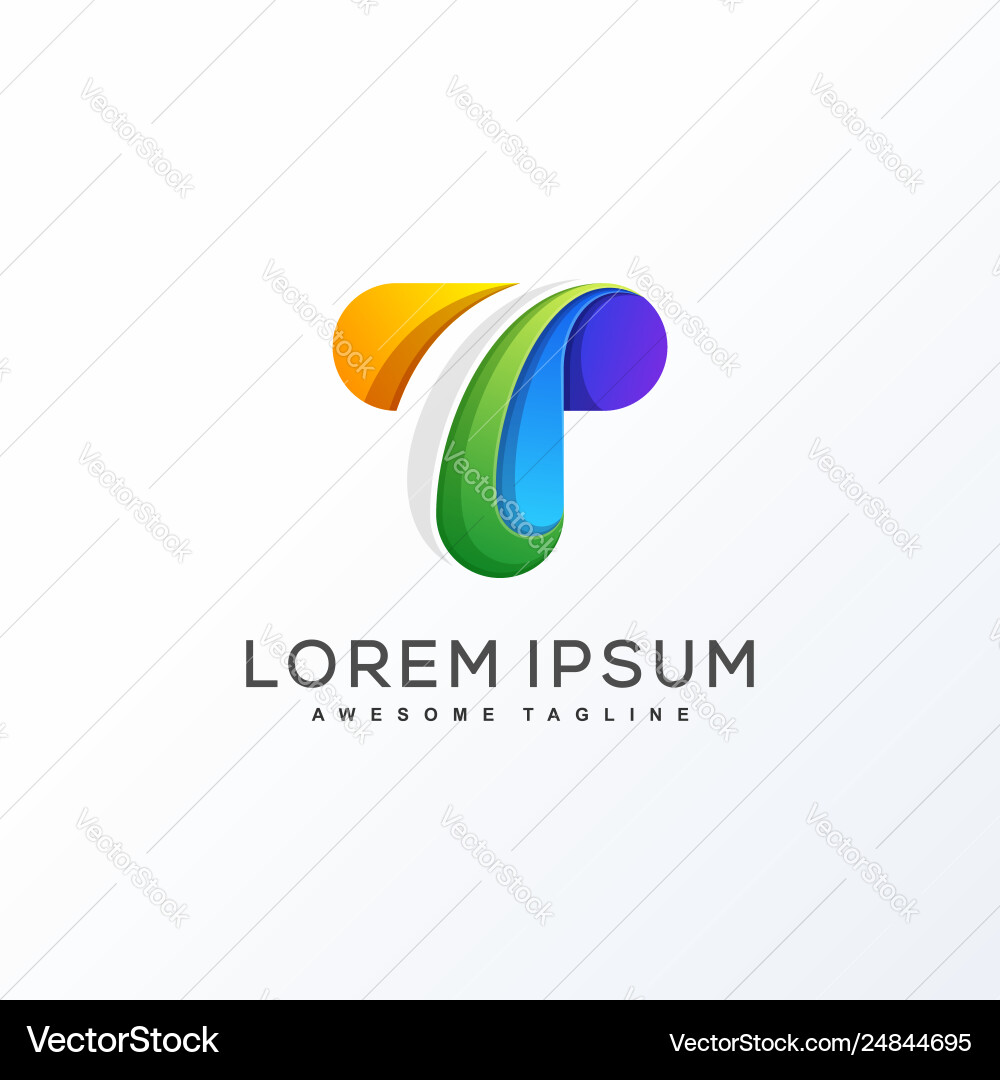 Letter t colorful design concept template Vector Image