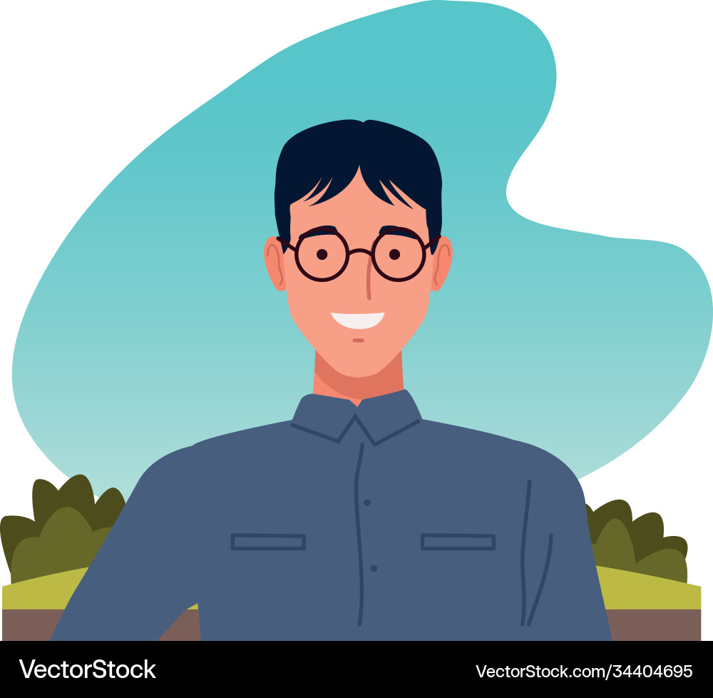 Nerd man perfectly imperfect character icon Vector Image