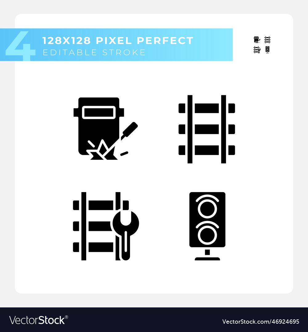 Railroad maintenance pixel perfect black glyph Vector Image Railroad maintenance pixel perfect black glyph Vector Image