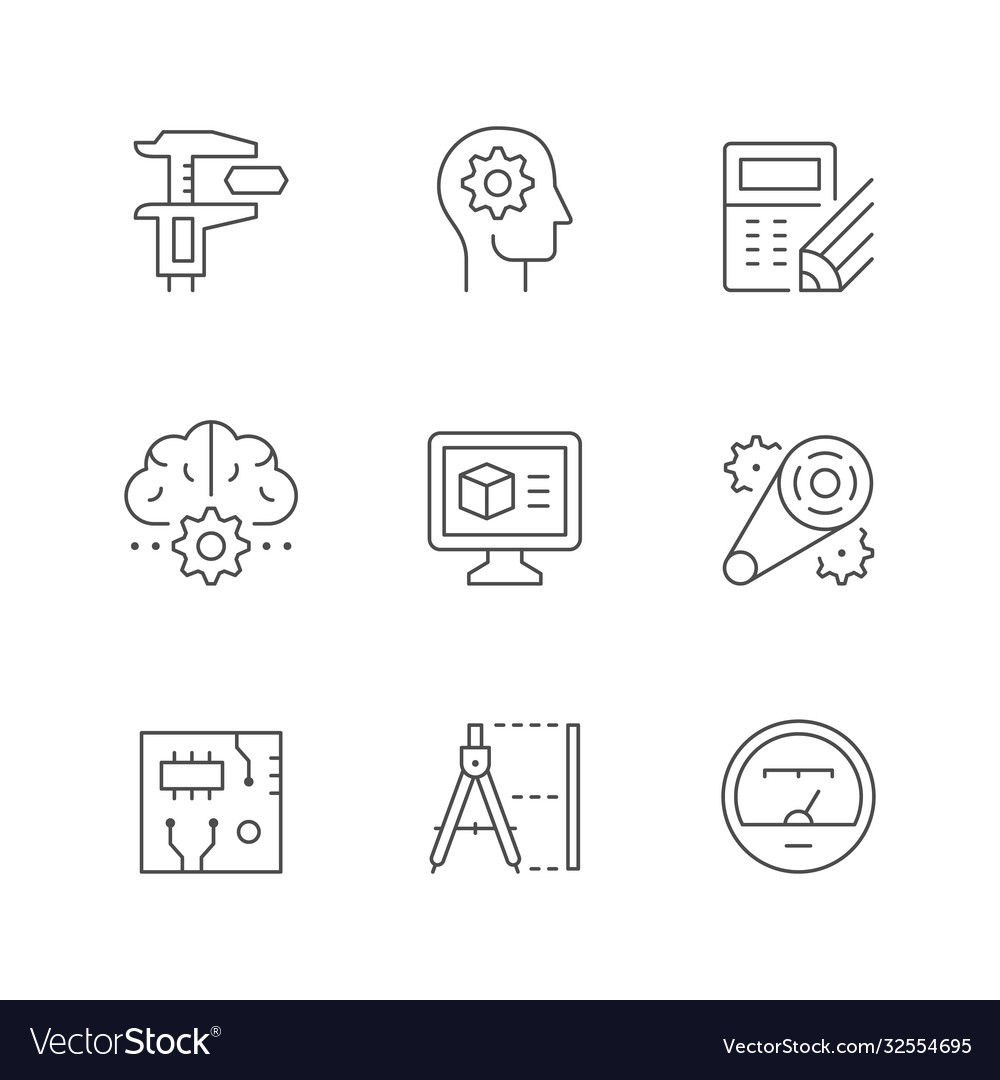 Set line icons engineering Royalty Free Vector Image