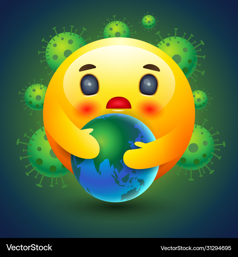 Smiley icon caring earth emotion sign Royalty Free Vector