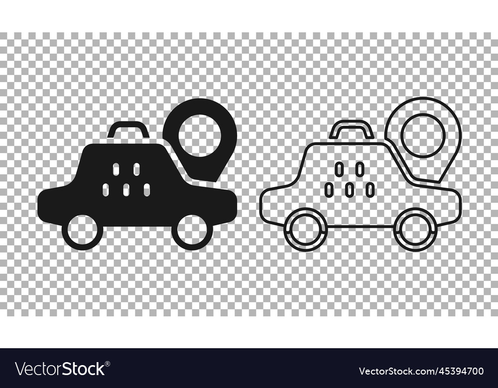 Black map pointer with taxi car icon isolated Vector Image