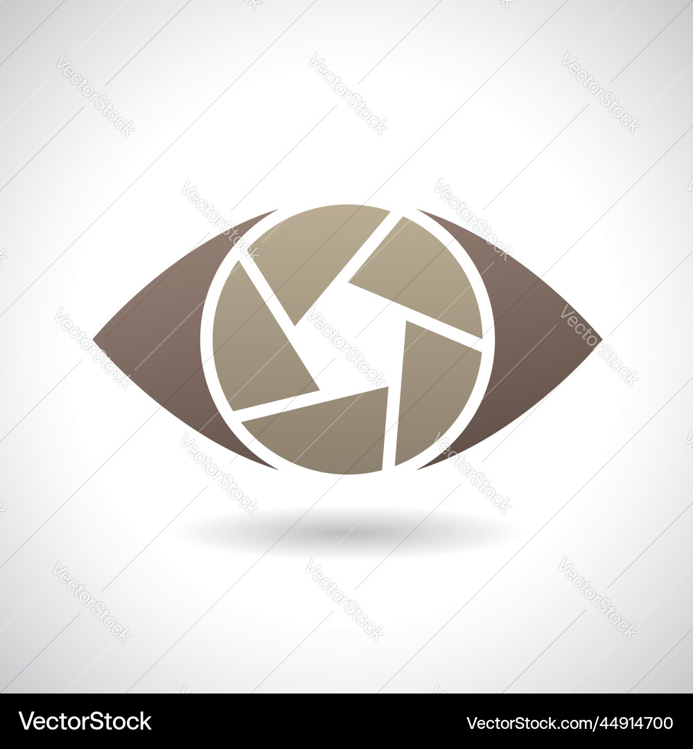 Brown shutter eye logo icon with a shadow Vector Image