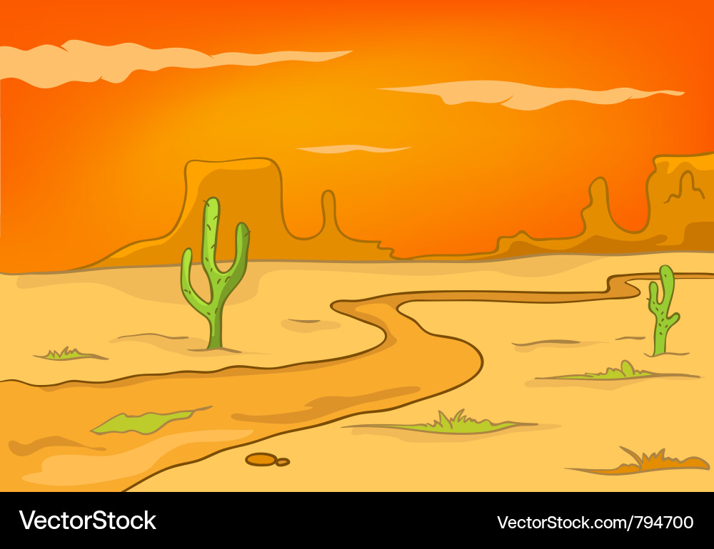 Cartoon nature landscape desert Royalty Free Vector Image
