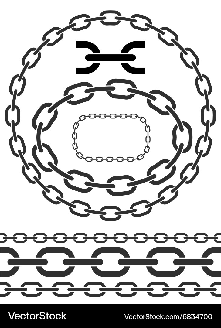 Chain icons parts circles chains Royalty Free Vector Image