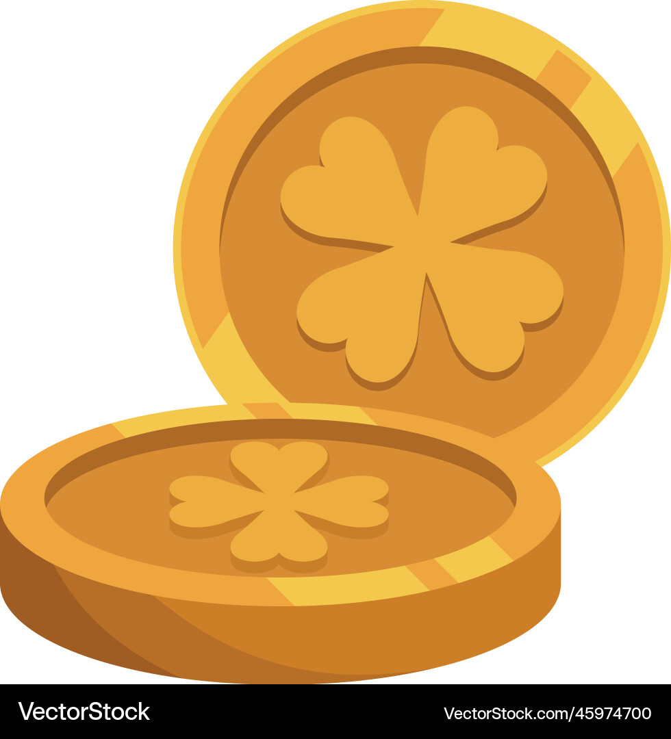 Golden coins with clovers Royalty Free Vector Image
