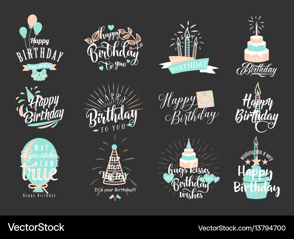Happy birthday badge set Royalty Free Vector Image