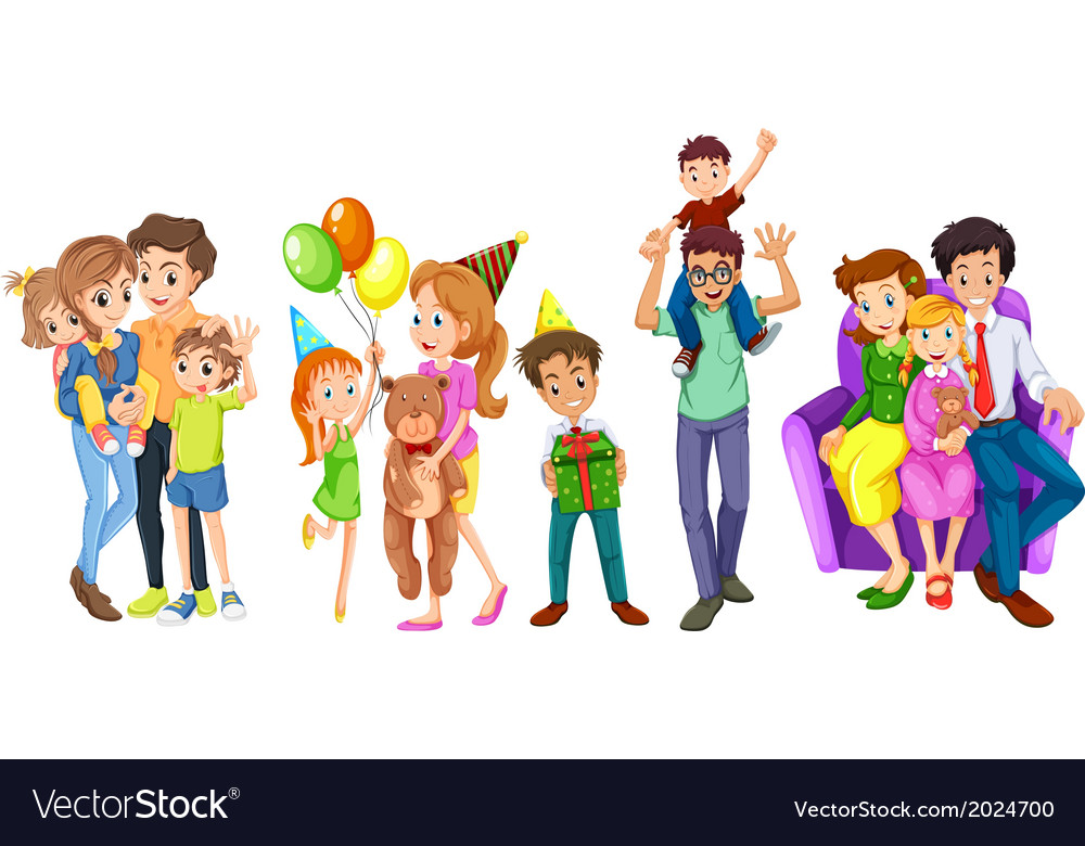 Happy families Royalty Free Vector Image - VectorStock