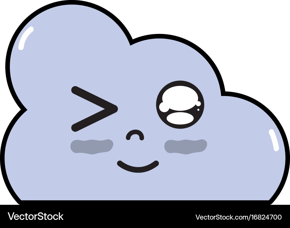 Kawaii cute funny cloud weather Royalty Free Vector Image