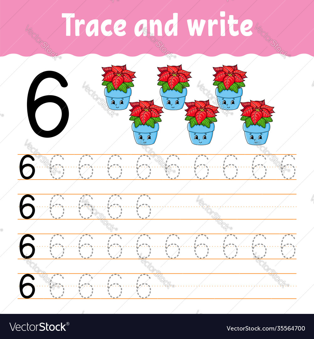 Learn numbers trace and write winter theme Vector Image