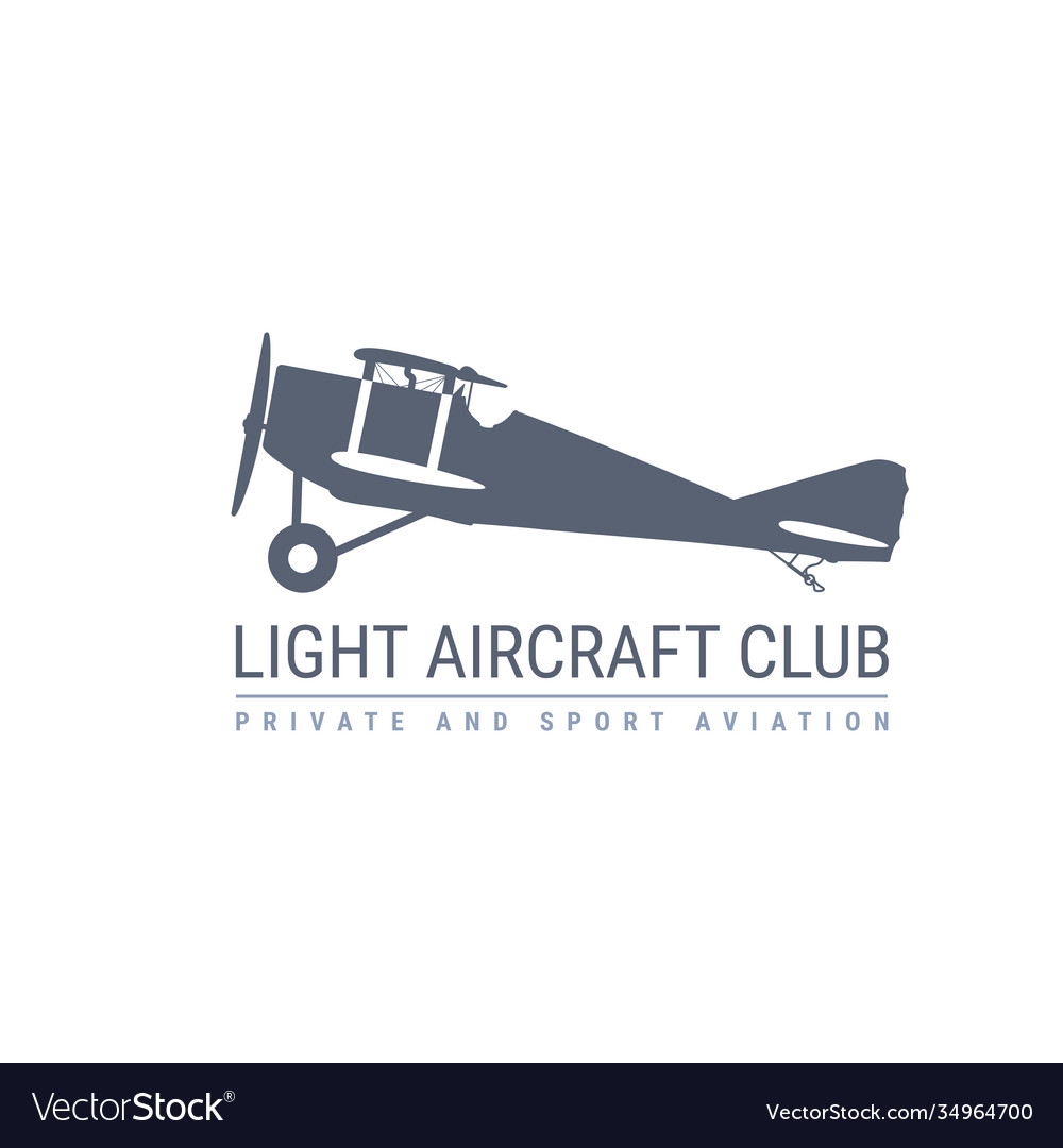 Light aviation emblem with retro airplane biplane Vector Image Light aviation emblem with retro airplane biplane Vector Image