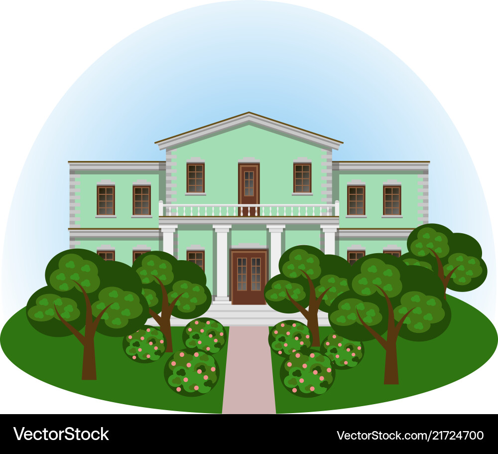 Manor house in summer landscape Royalty Free Vector Image