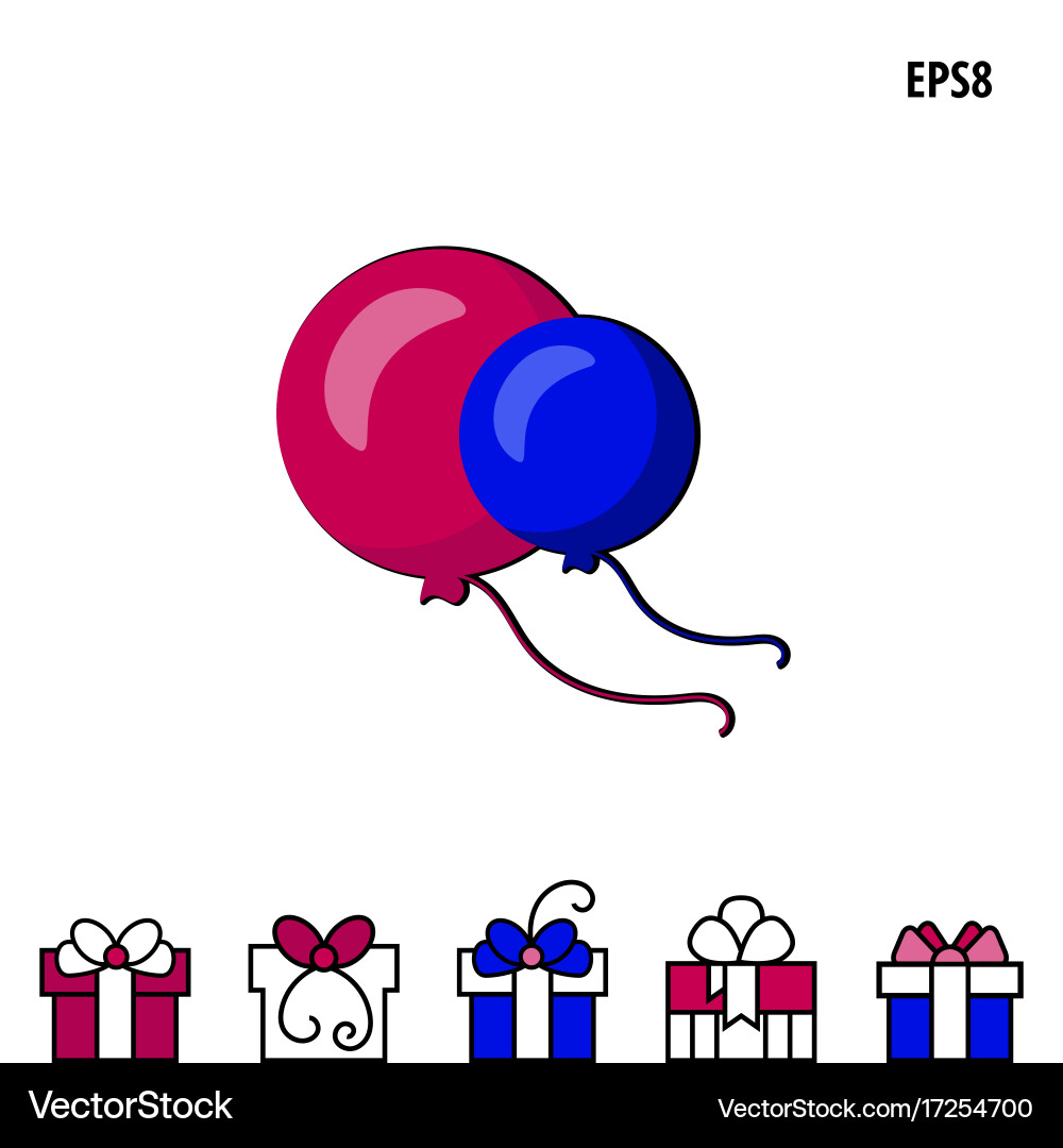Party balloon and gift box icon Royalty Free Vector Image