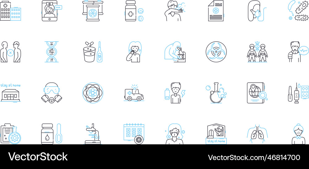 Pathogens linear icons set bacteria virus fungi Vector Image