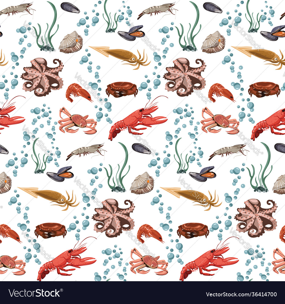 Sea and ocean animals seamless pattern Royalty Free Vector