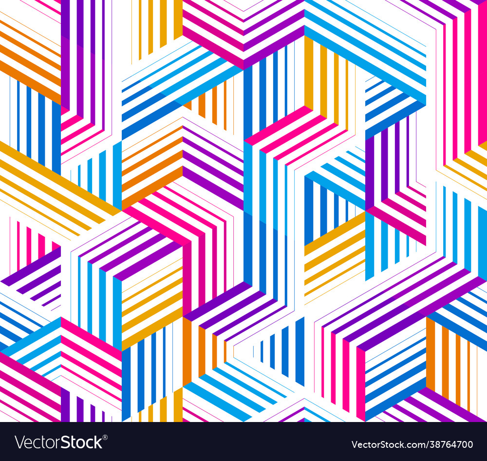 Seamless cubes background lined boxes repeating Vector Image