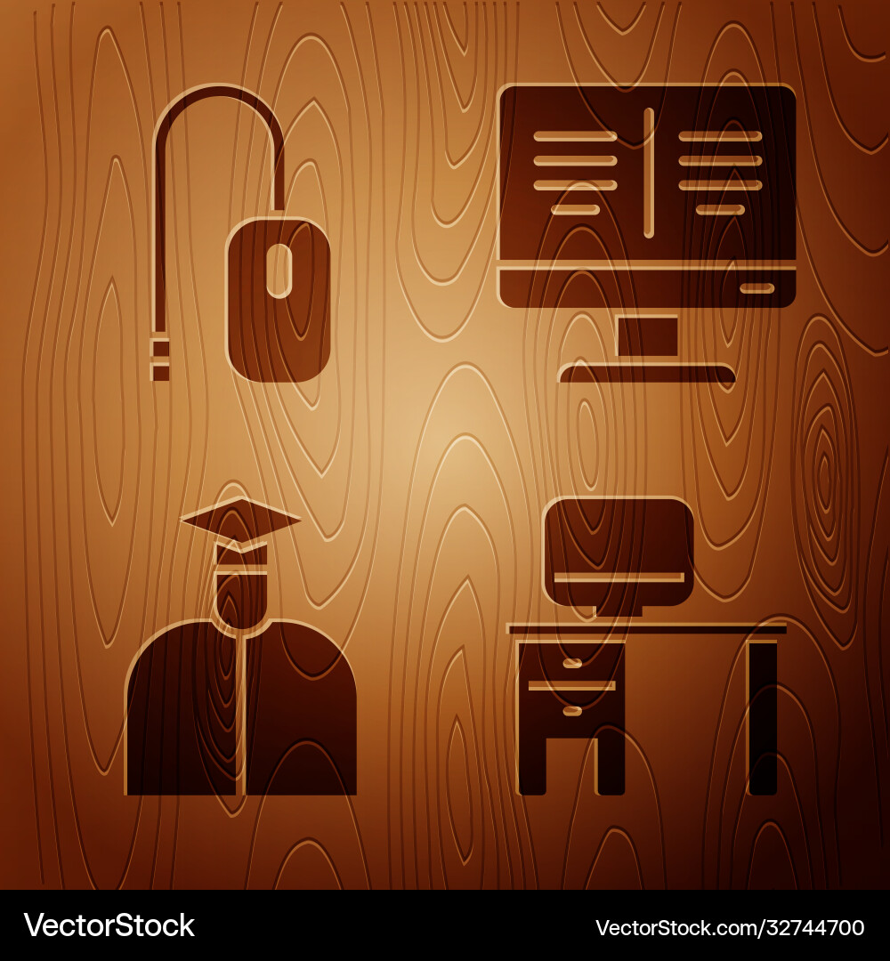 Set computer monitor and desk computer mouse Vector Image