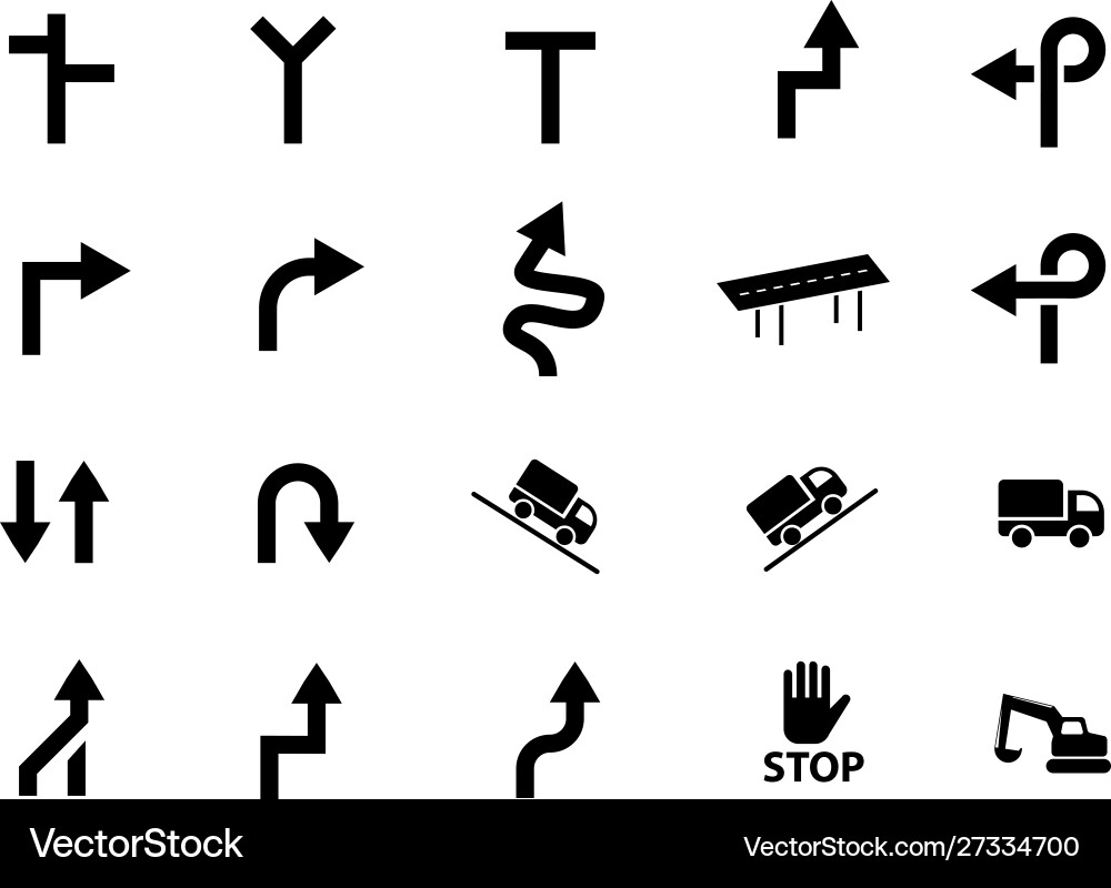 Set traffic sign isolated on white Royalty Free Vector Image