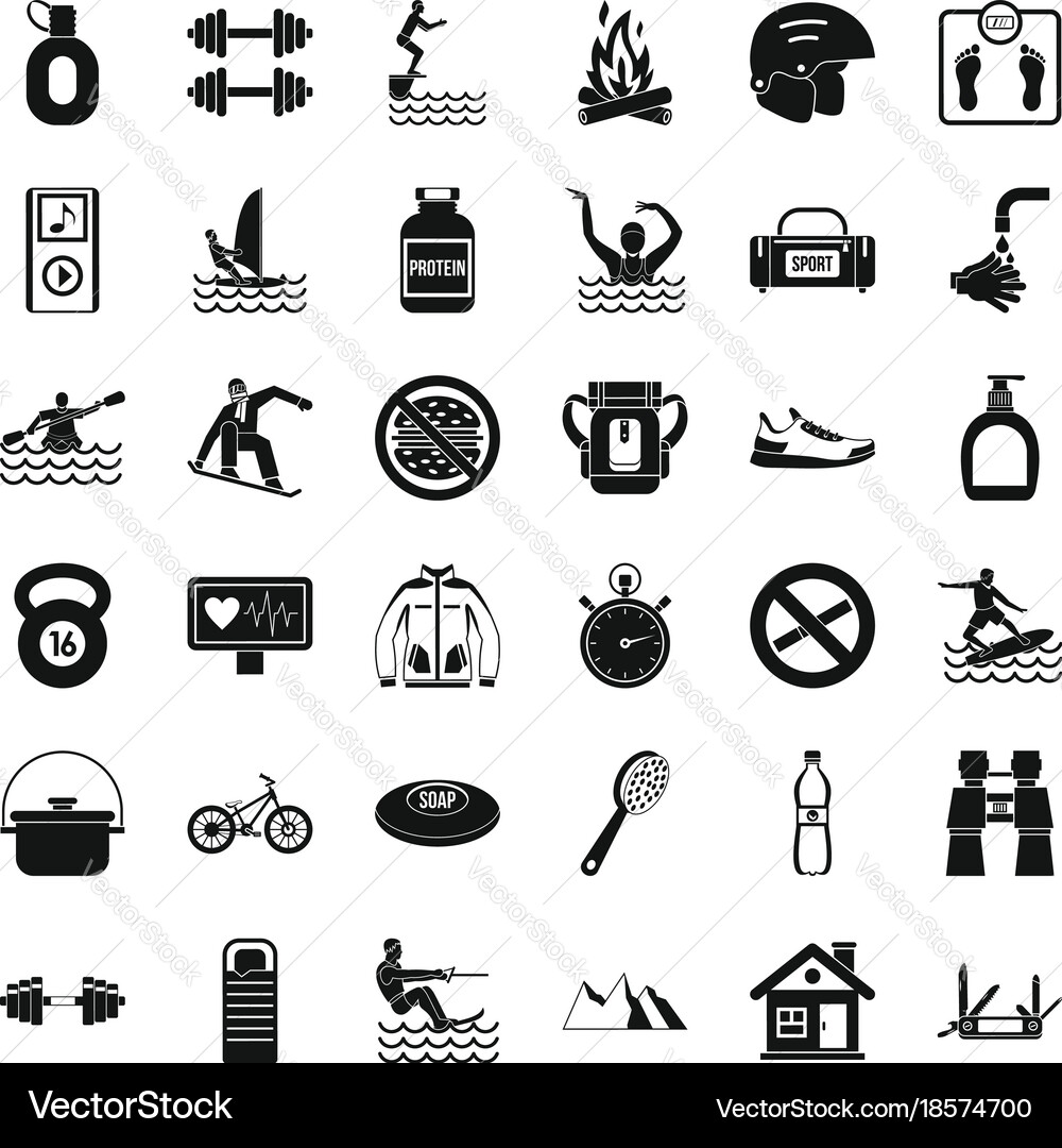 Sport icons set simple style Royalty Free Vector Image