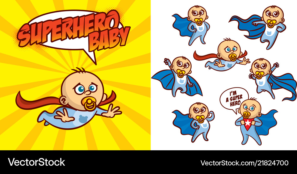 Superhero baboy cartoon character Royalty Free Vector Image