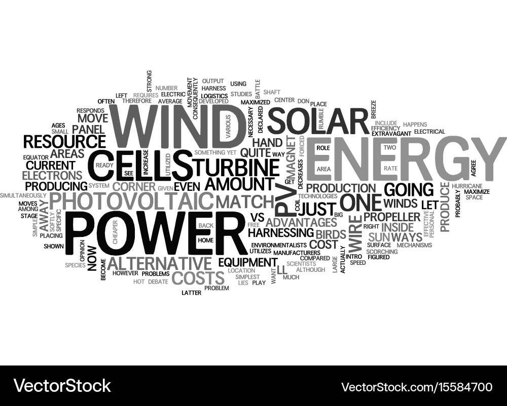 Wind power vs solar energy an even match text Vector Image