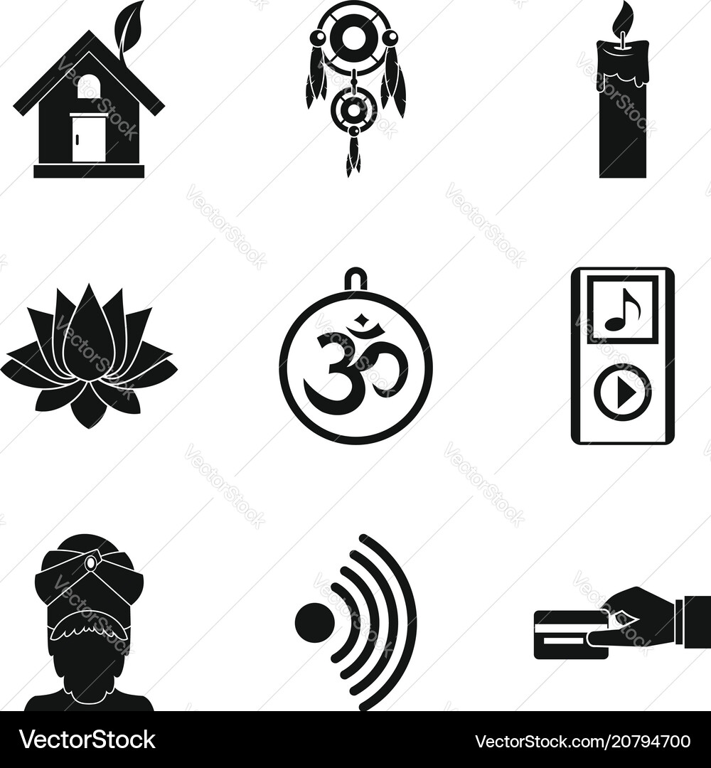 Yoga practice icons set simple style Royalty Free Vector