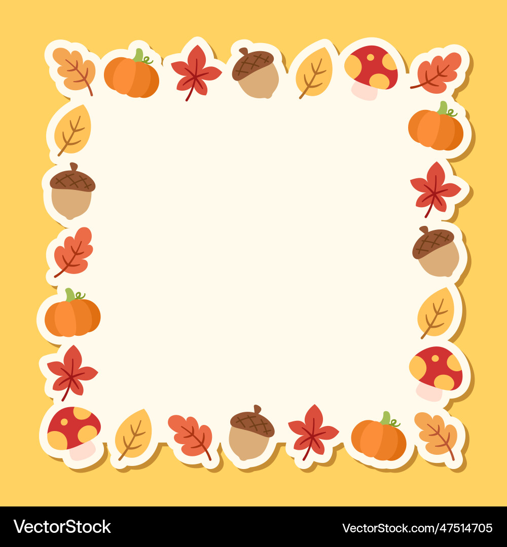 Autumn square frame with with leaves pumpkins Vector Image