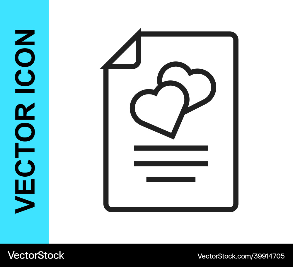 Black line marriage contract icon isolated Vector Image