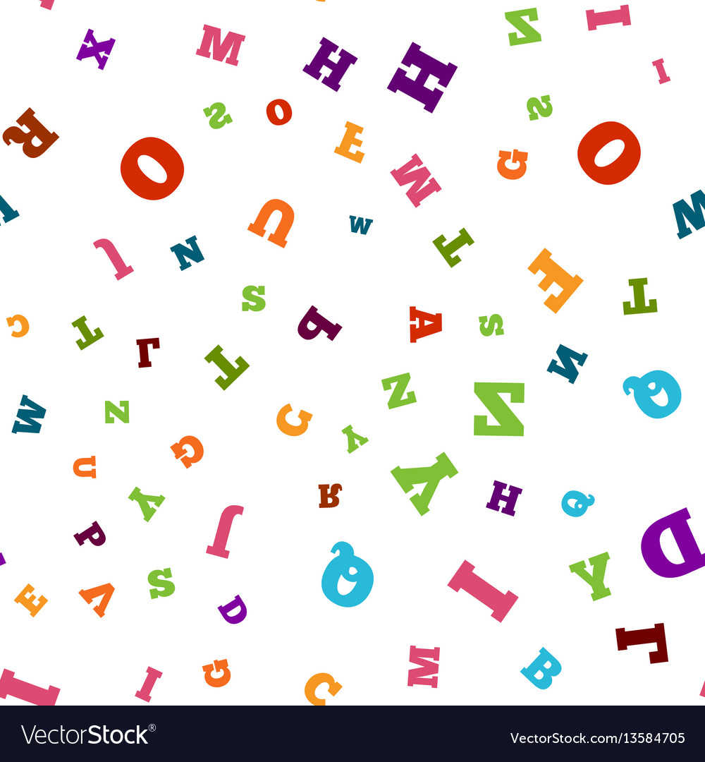 Colorful letter seamless pattern on white Vector Image Colorful letter seamless pattern on white Vector Image