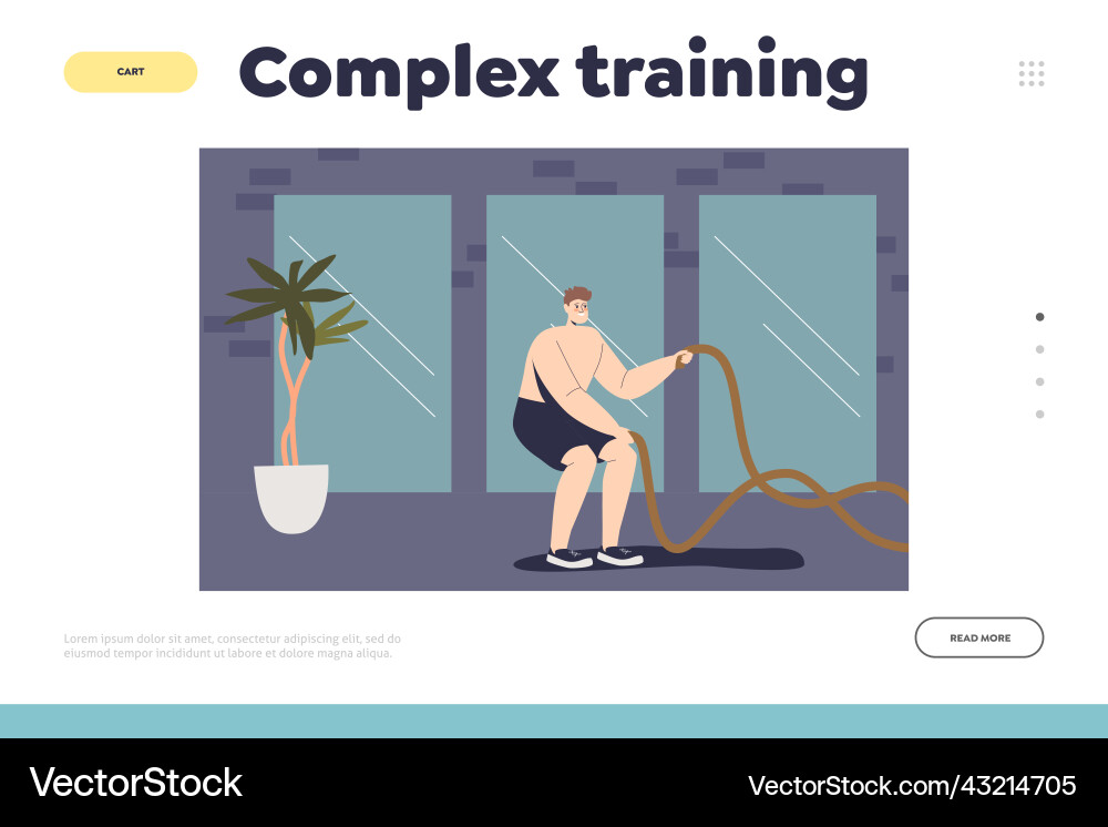Complex training concept of landing page with man Vector Image