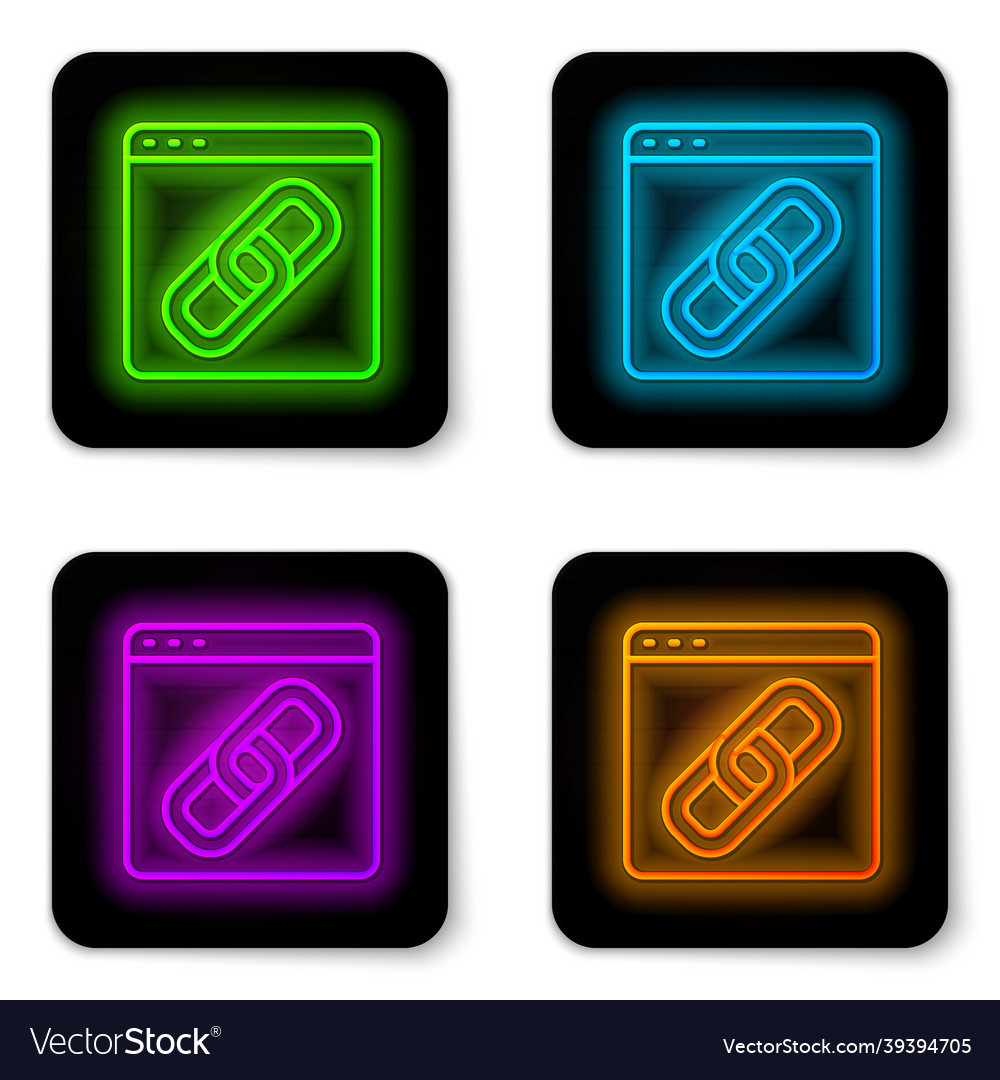 Glowing neon line browser window icon isolated Vector Image