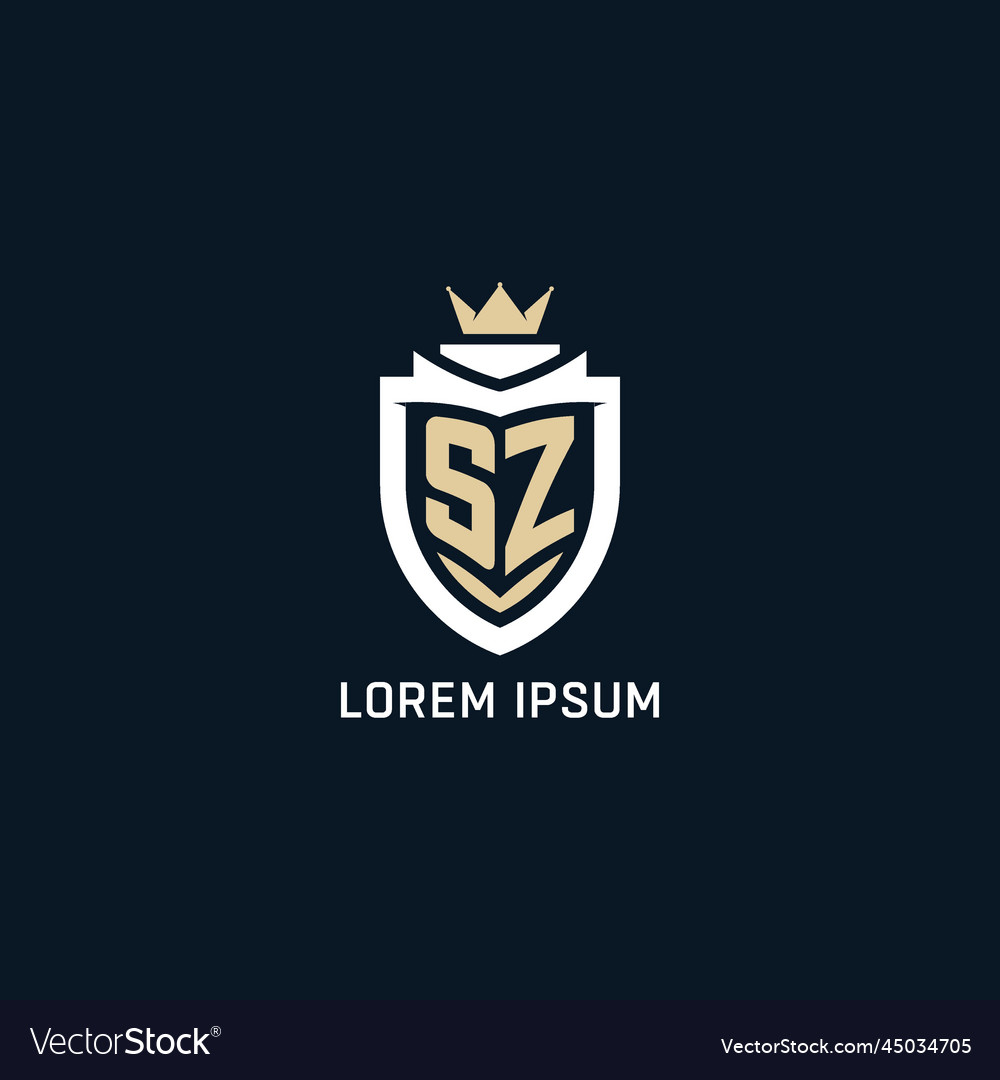 Initial letter sz shield and crown logo style Vector Image Initial letter sz shield and crown logo style Vector Image