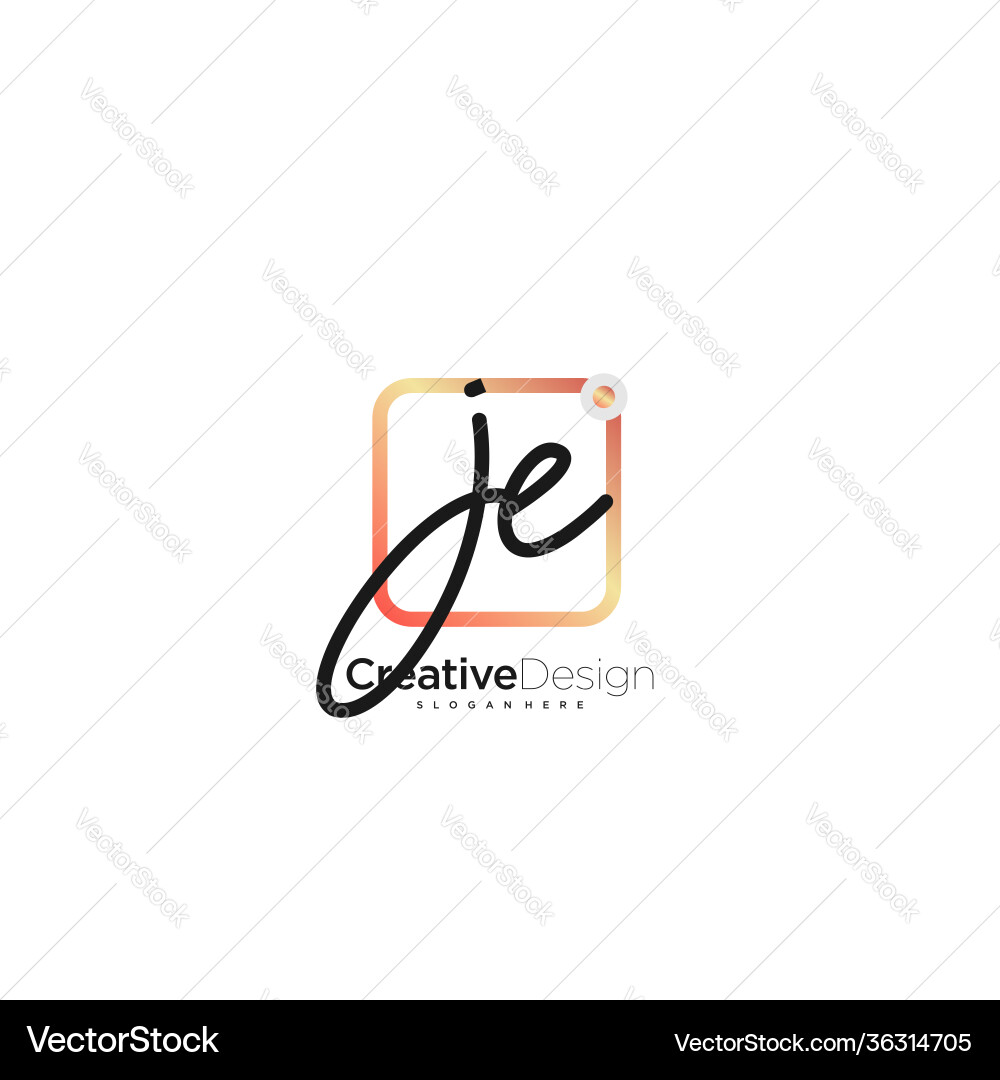 Je initial letter handwriting logo art hand drawn Vector Image