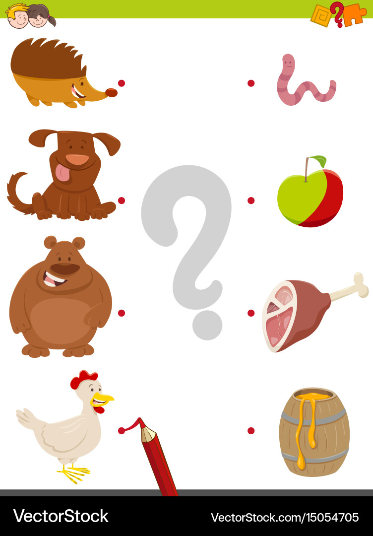 Match animals and food game Royalty Free Vector Image