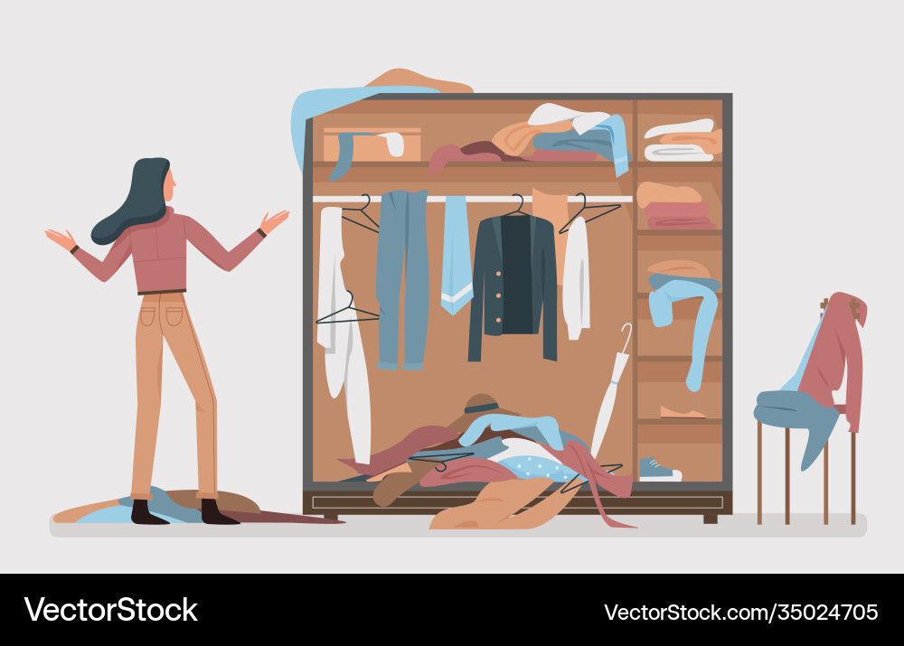 Messy closet dressing home room interior Vector Image