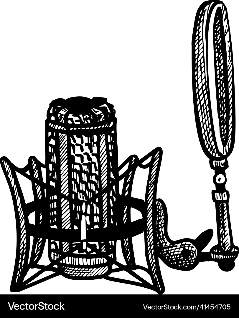 Microphone sketch isolated music equipment Vector Image