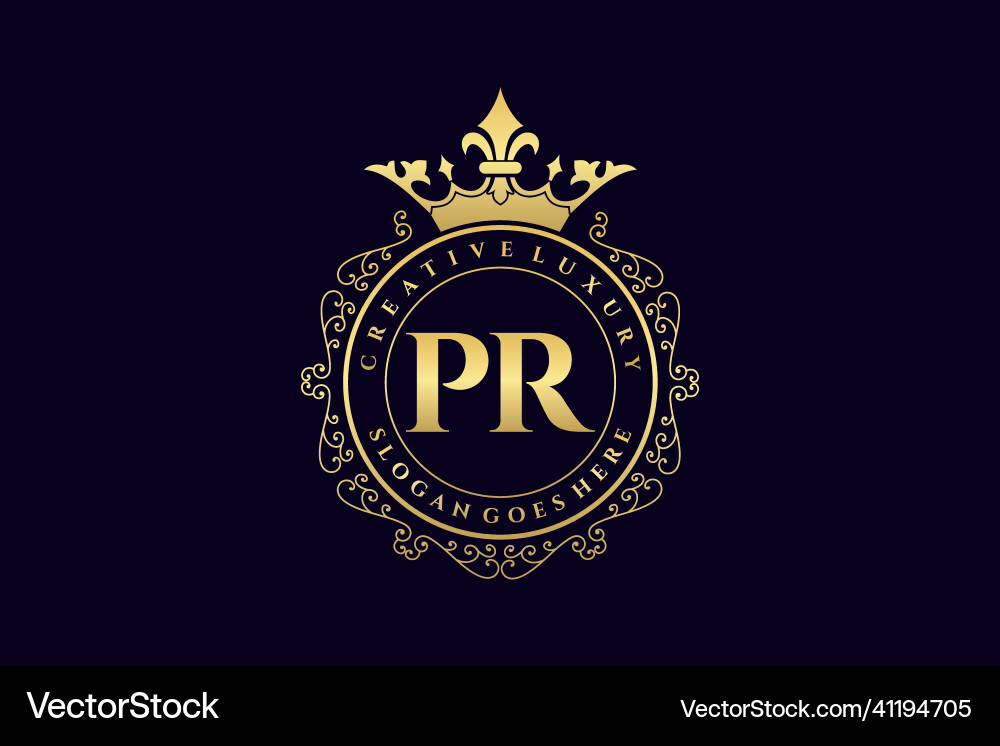Pr initial letter luxury calligraphic feminine Vector Image