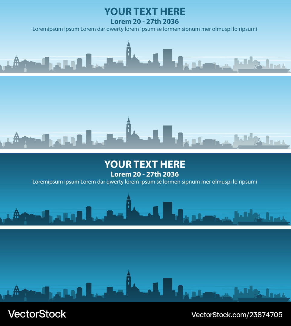 San diego skyline event banner Royalty Free Vector Image