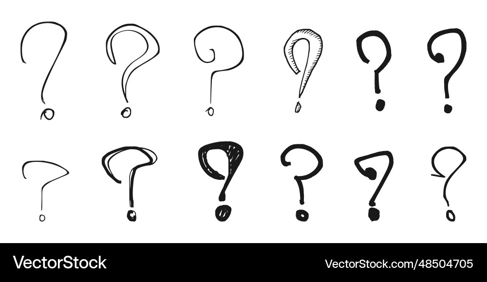Set of hand drawn question marks doodle questions Vector Image