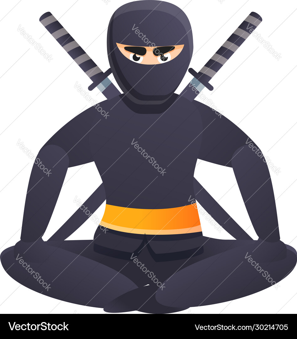 Sitting ninja icon cartoon style Royalty Free Vector Image