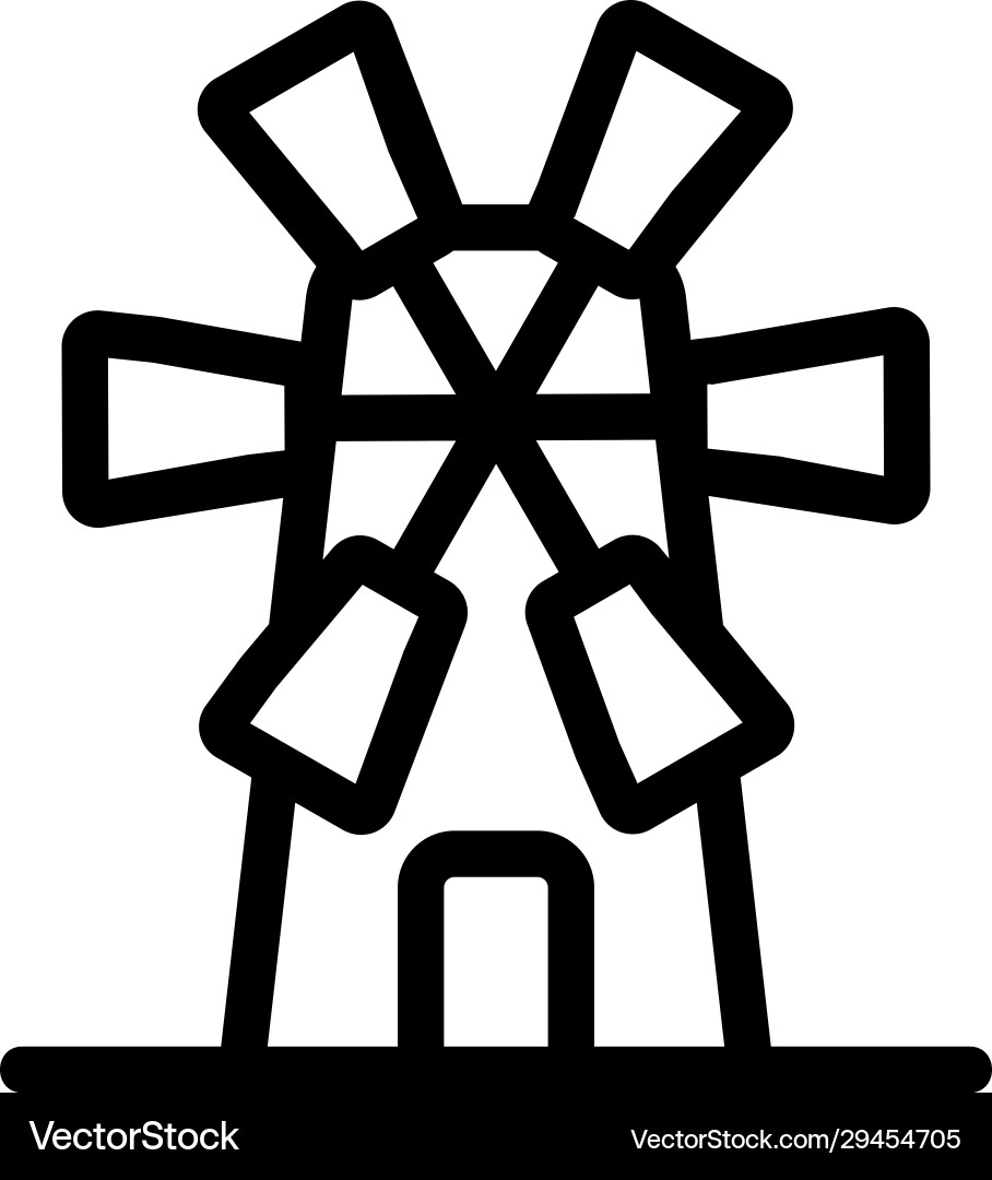 Windmill icon isolated contour symbol Royalty Free Vector