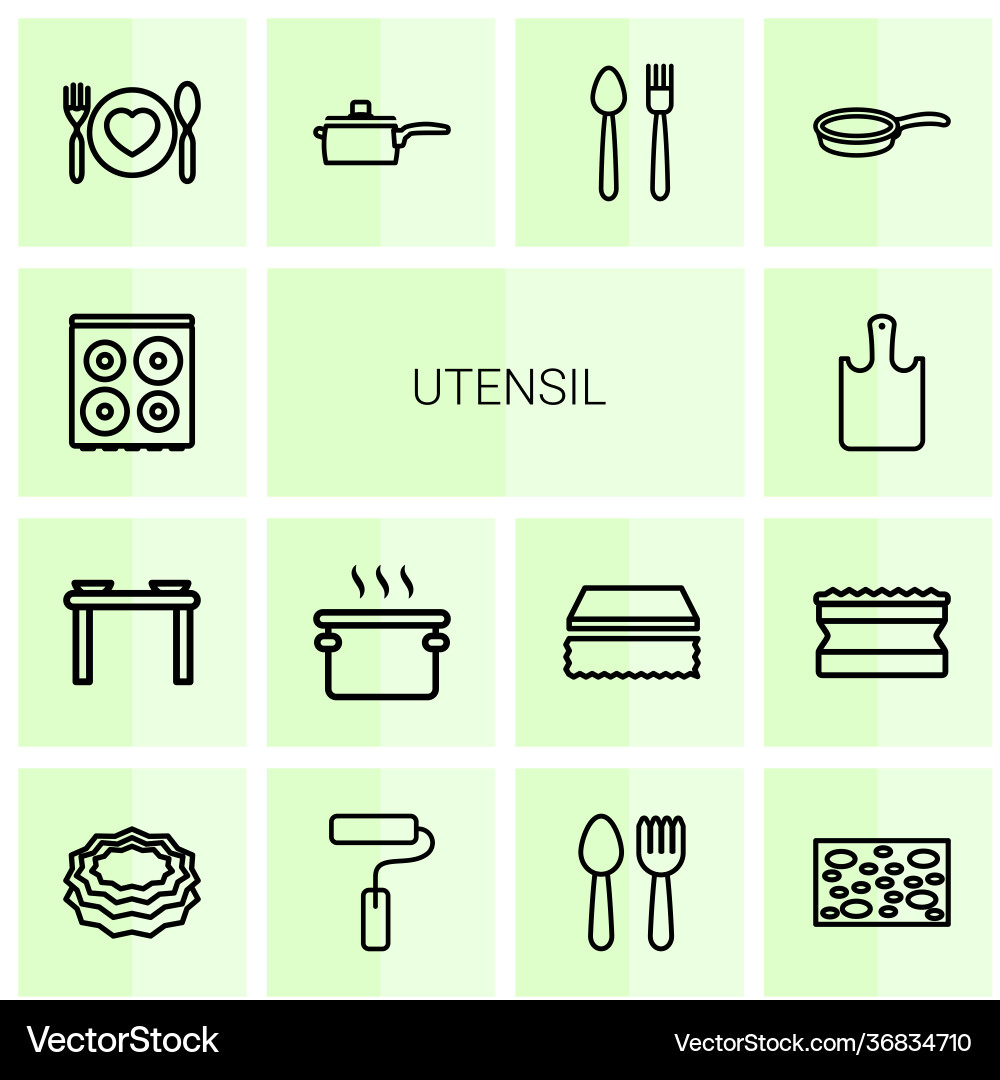 14 utensil icons Royalty Free Vector Image - VectorStock