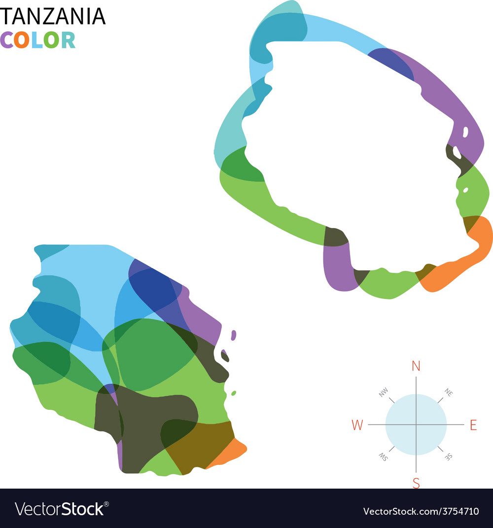 Abstract color map of tanzania Royalty Free Vector Image