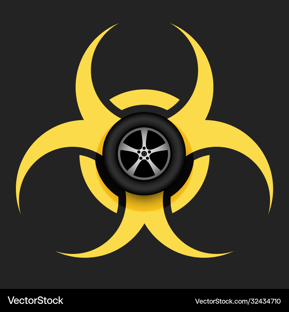 Biohazard symbol with car wheel Royalty Free Vector Image