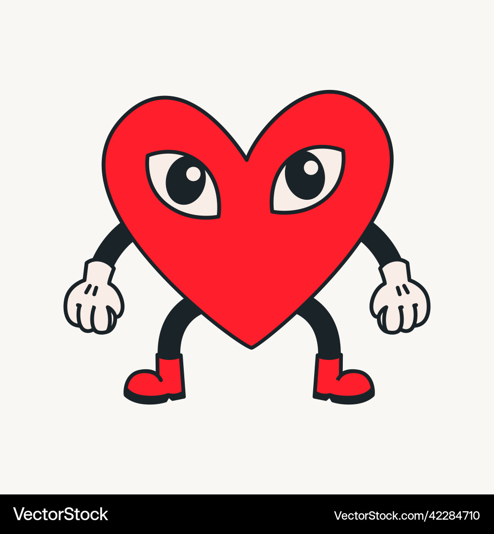 Cartoon funny cute comic characters heart Vector Image