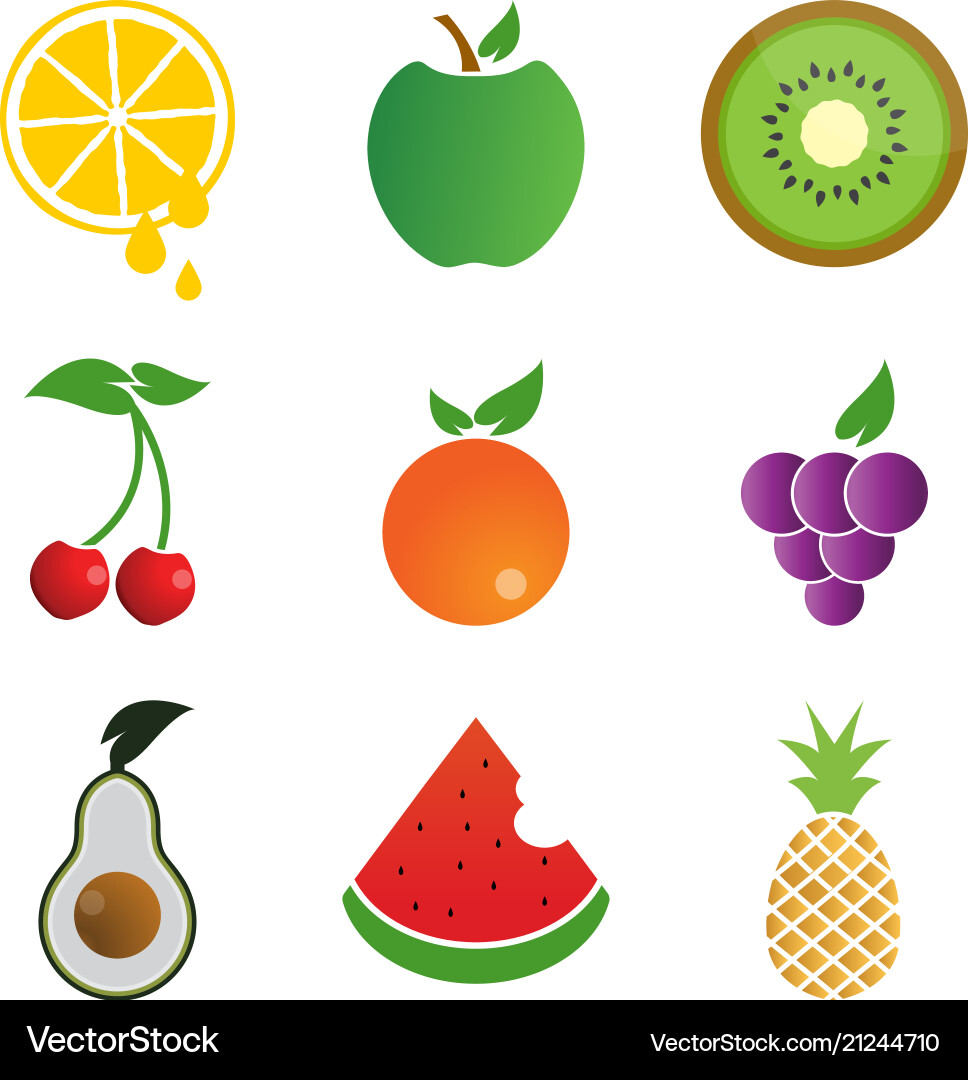 Colorful fruit logo icon template Royalty Free Vector Image