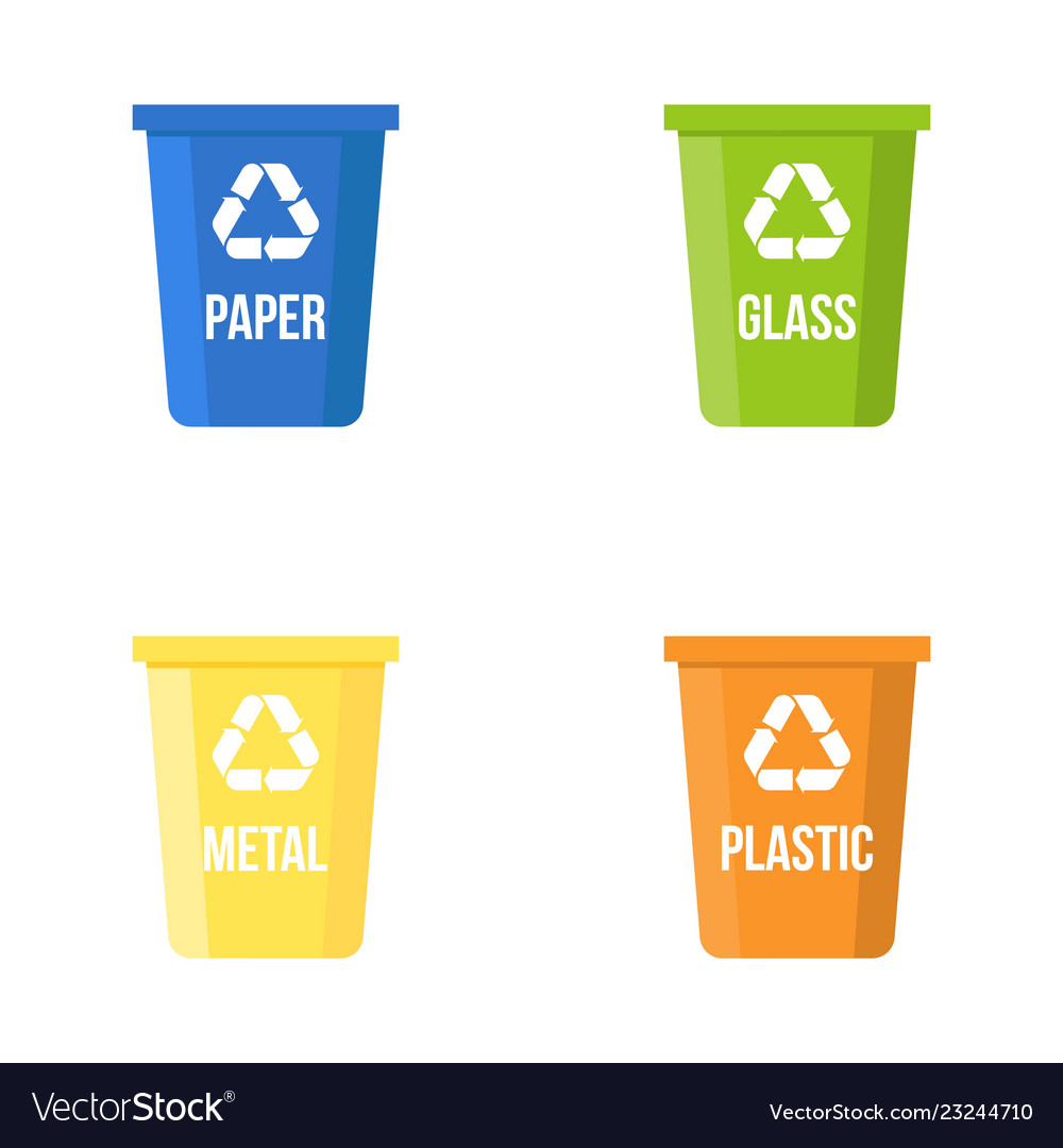 Colorful recycle bin flat design Royalty Free Vector Image