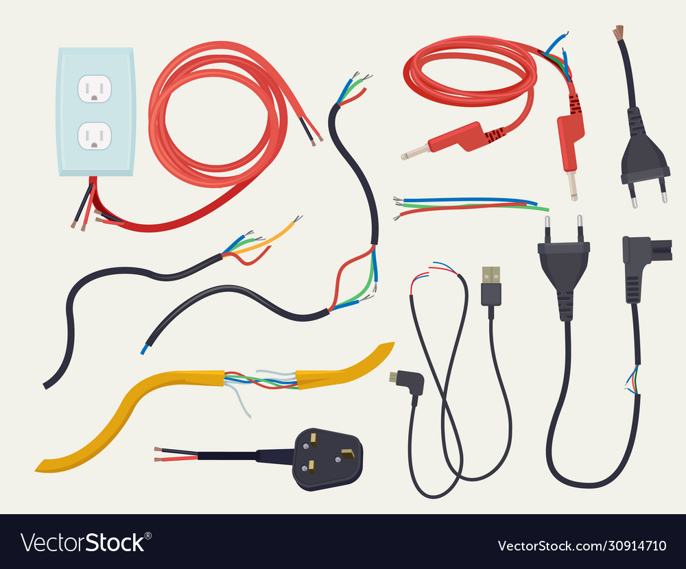 Electric problem damaged communication cable Vector Image