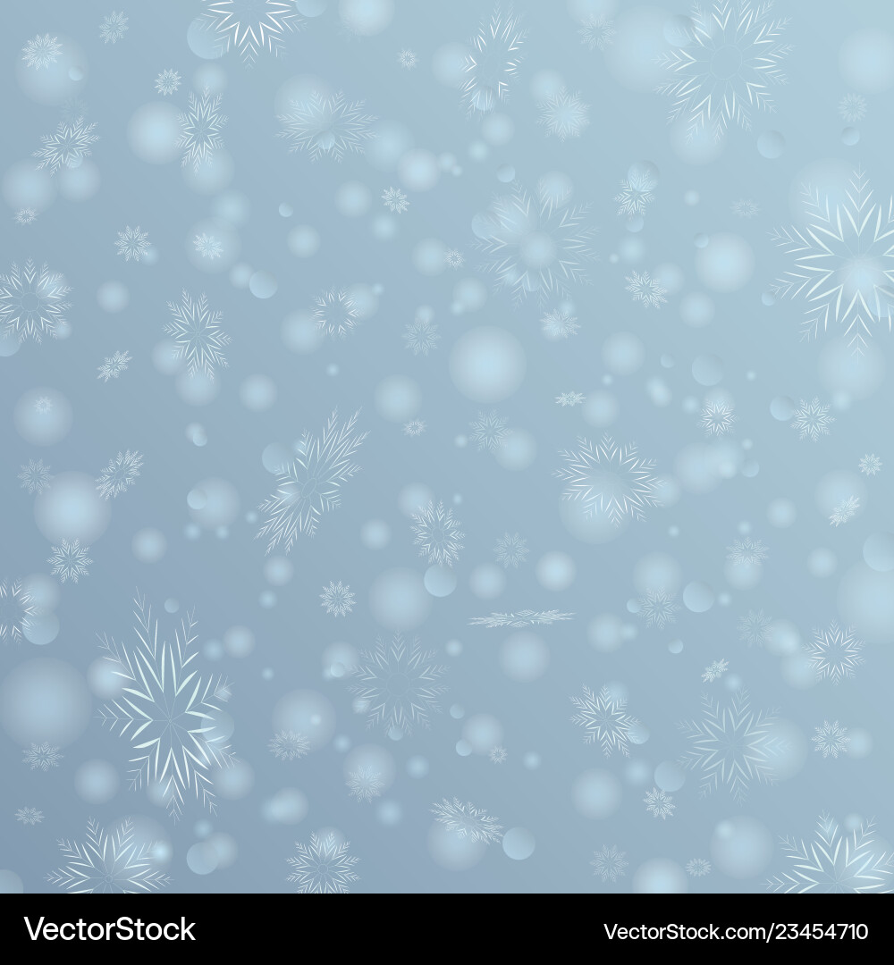 Gray winter background with flay snowflakes Vector Image